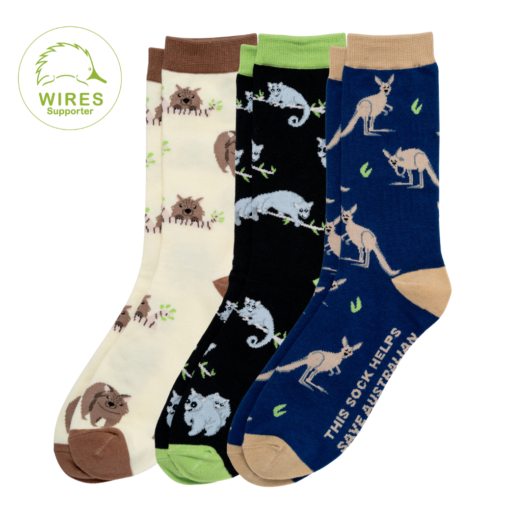 WIRES on Land Sock 3-Pack | Supporting WIRES – Sydney Sock Project