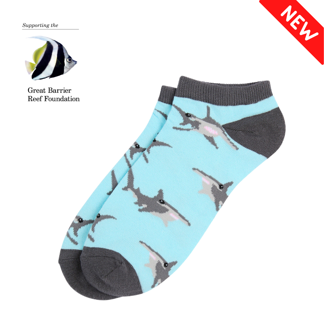 Hammerhead Shark Ankle Sock | Protecting Our Reefs – Sydney Sock Project